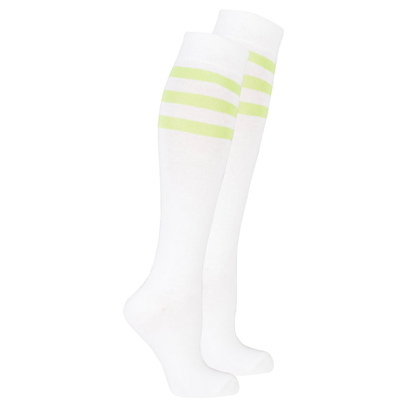 Women's Solid Green Stripe Knee High Socks - Socks n Socks