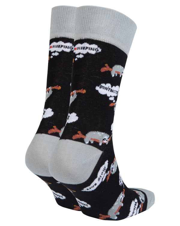 Men's Sloth Socks Black - Socks n Socks